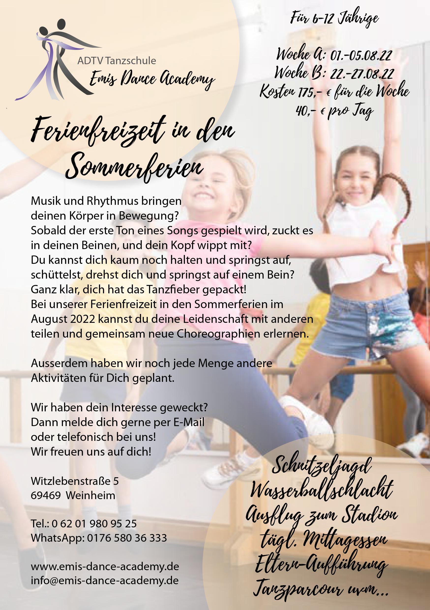 Sommerferienfreizeit in der Tanzschule - Emis Dance Academy
